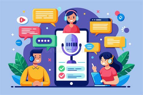 Two Characters Interact During A Voice Chat Session Using A Tablet With Communication Icons And