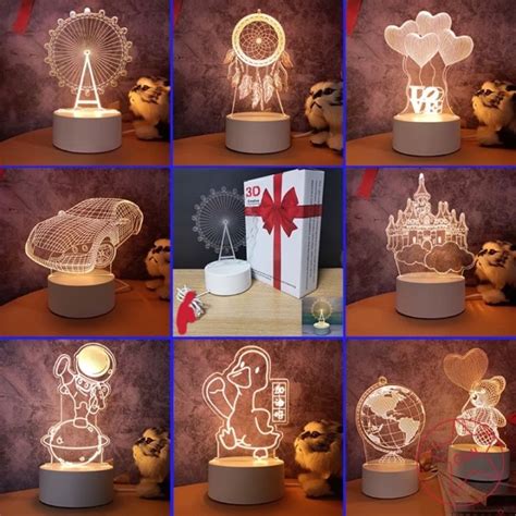 โคมไฟ 3d โคมไฟอะคริลิค Led ตกแต่งห้องนอน F3d สินค้าไปพร้อมกล่องของขวัญ🎆 Th