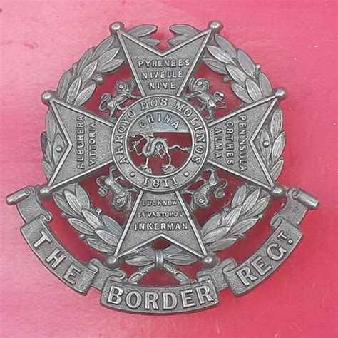 The Border Regiment White Metal Helmet Plate Centre Steady The