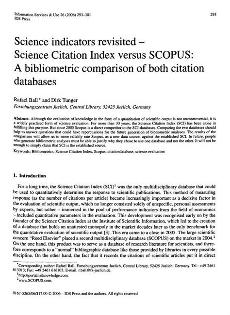 Pdf Science Indicators Revisited Science Citation Index