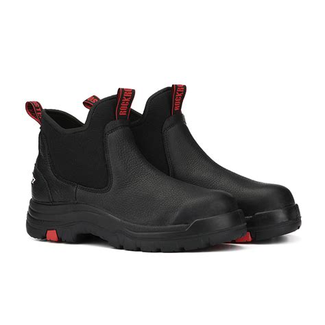 Rockrooster Bakken 6 Inch Soft Toe Black Leather Waterproof Work Boots