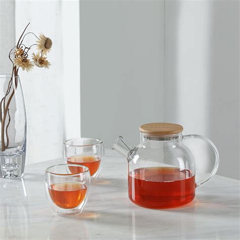 Clear Borosilicate Glass Teapot With Bamboo Lid 203ozglass Teapots