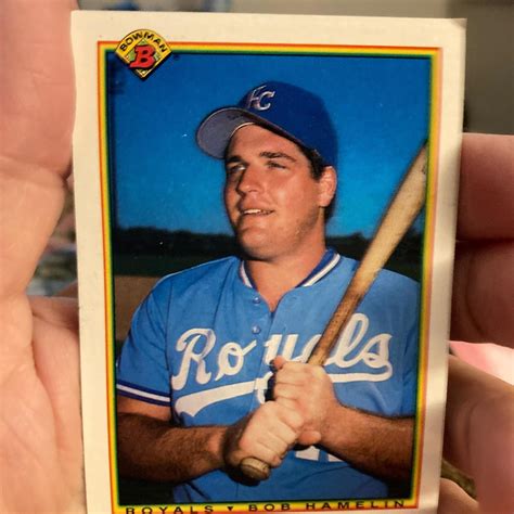 1990 Bowman 379 Bob Hamelin Rc Rookie Card Kansas Depop