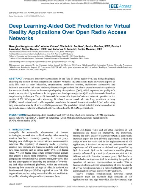 Pdf Deep Learning Aided Qoe Prediction For Virtual Reality