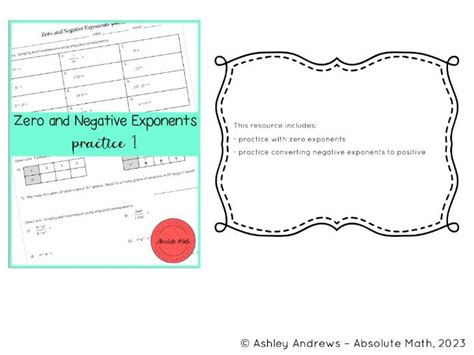 Zero And Negative Exponents Practice Teaching Resources
