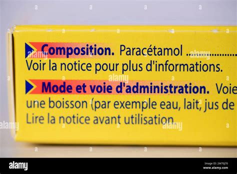 Isolated Side Box Of Doliprane Mg For Adults In French Pills Based On Paracetamol Used To