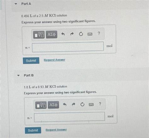 Solved Part A 0 456 L Of A 2 5 M KCl Solution Express Your Chegg Com