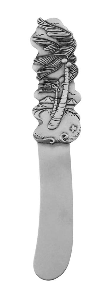 Palm Trees Spreader Knife Pewter Handle Steel Blade