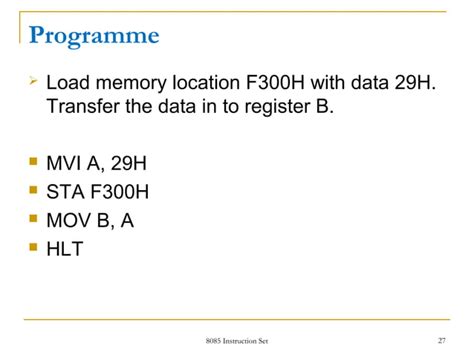 data transfer instruction set of 8085 micro processor ppt computing