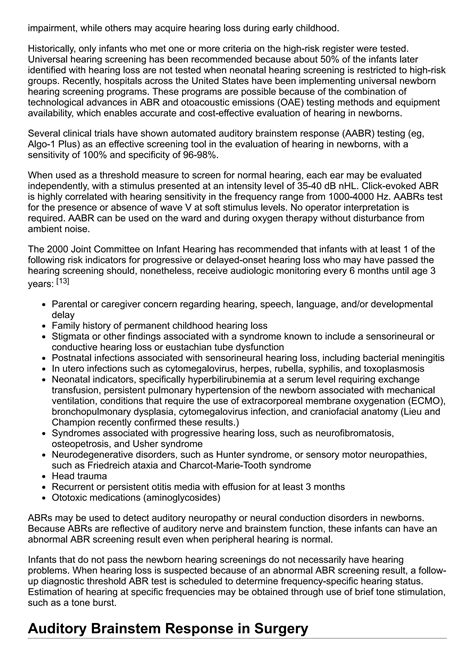 Auditory Brainstem Response Audiometry Overview Physiology Applications Pdf