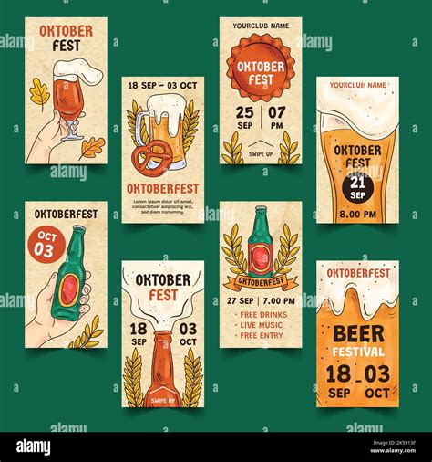 Watercolor Oktoberfest Banner Collection Vector Design Illustration