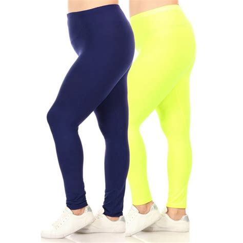 Moa Collection Womens Plus Size Solid High Waist Full Length Female