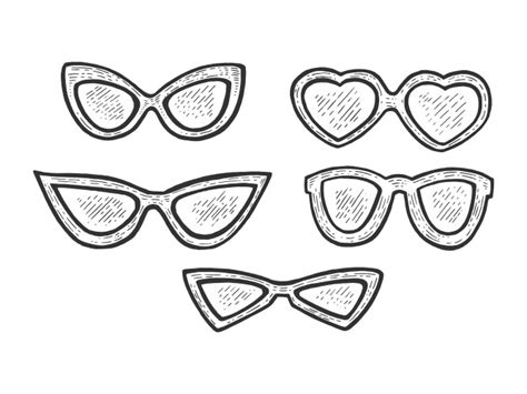 Sketch Sunglasses Hand Drawn Eyeglass Frames Vector Image