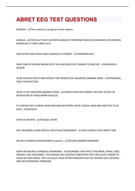Abret Eeg Test Questions 187 Questions With 100 Correct Answers
