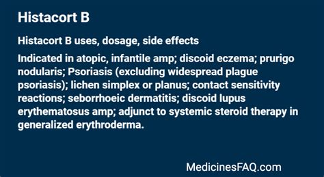Histacort B Uses Dosage Side Effects Food Interaction And Faq