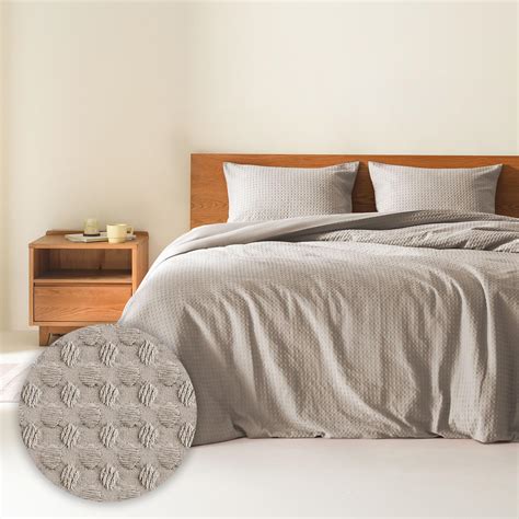 Comfort Spaces Taupe Queen Comforter Set 3 Pieces Breathable Waffle
