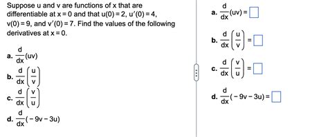 solved suppose u ﻿and v ﻿are functions of x ﻿that