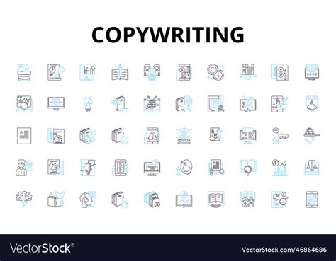 Copywriting Linear Icons Set Wordsmithing Vector Image