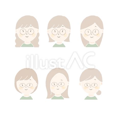 メガネの女性セットイラスト No 22834471／無料イラストなら「イラストac」