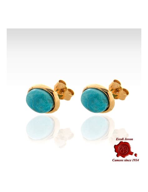 Orecchini Pasta Turchese Argento Oro Cabochon Perno Jovon Venezia