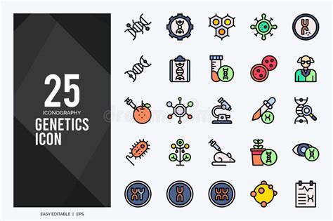 25 Genetics Lineal Color Icon Pack Vector Illustration Stock Vector Illustration Of Design