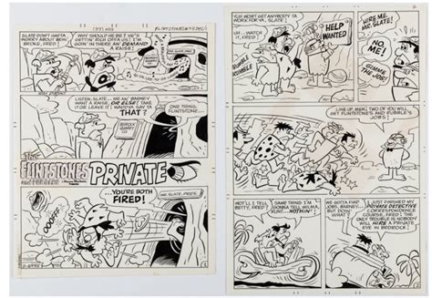 The Flintstones 42 Complete 6 Page Story Pages 1 And 2 Private Eye