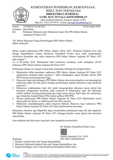 2574 SE Penetapan Mhs PPG Daljab Tahun 2023 Angkatan 3 LPTK
