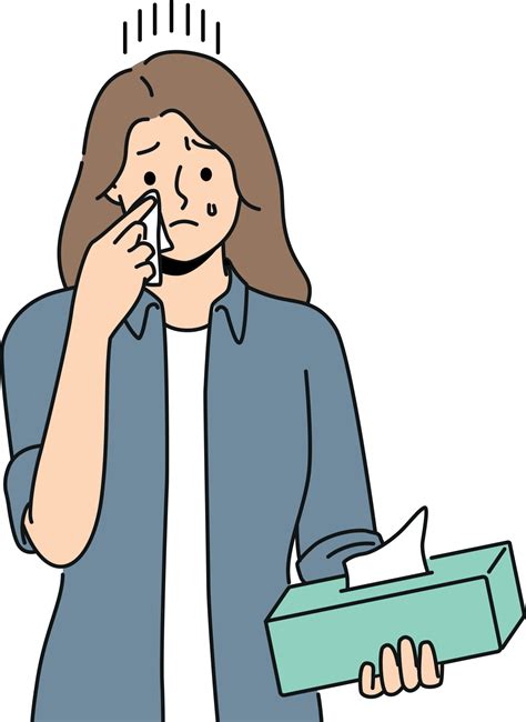 Crying Woman Wipes Tears With Paper Napkins Experiencing Stress And