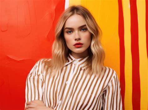 Premium Ai Image Young Cute Female Model With Trendy Summer Outfit Colors