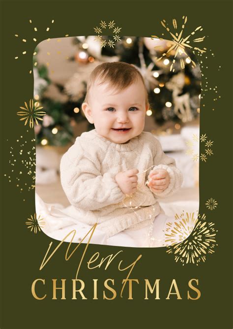 Kerstkaart Sprankelend Goud Vuurwerk Foto Merry Kaartje2go