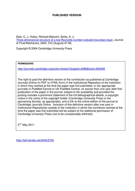Pdf Three Dimensional Structure Of A Low Reynolds Number Turbulent Boundary Layer