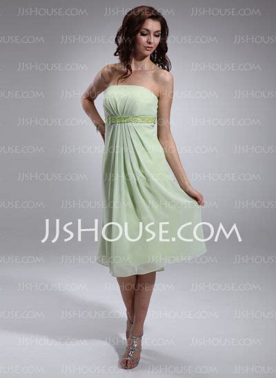 Us 9000 Empire Strapless Knee Length Chiffon Bridesmaid Dress With
