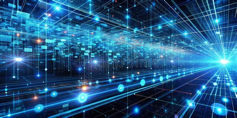 Digital Highway Network Of Data Flow 3d Render Blue Bright Technology Data Network Stock
