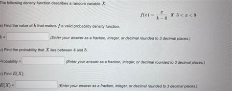 Solved The Following Density Function Describes A Random Chegg