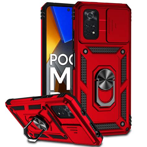 Generic Xiaomi Poco M Pro G Case Heavy Duty Protective Case With Ring Kickstand And Sliding
