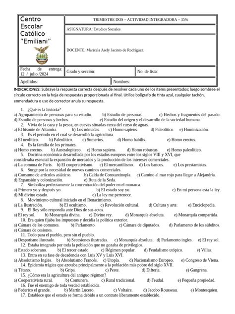 Actividad Integradoranovenot2 Pdf Revolución Francesa Napoleón