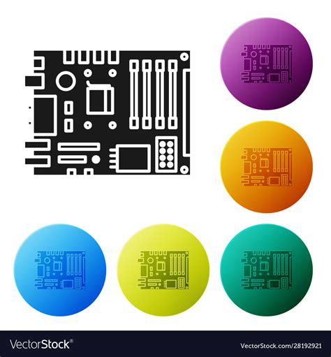Black Electronic Computer Components Motherboard Vector Image