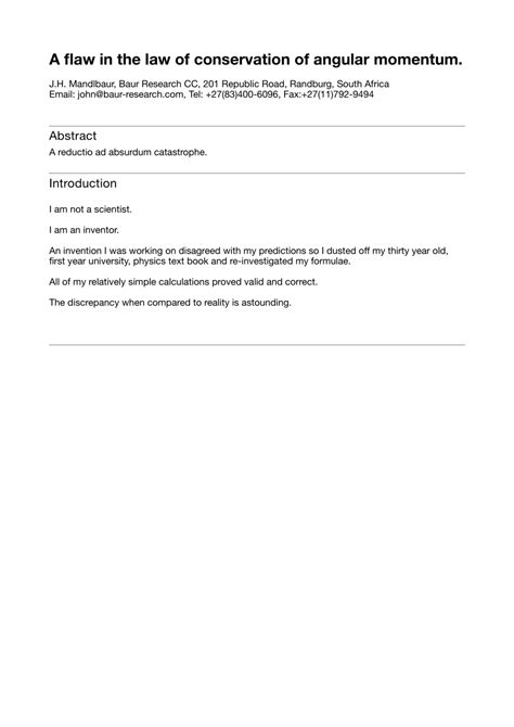 Pdf A Flaw In The Law Of Conservation Of Angular Momentum