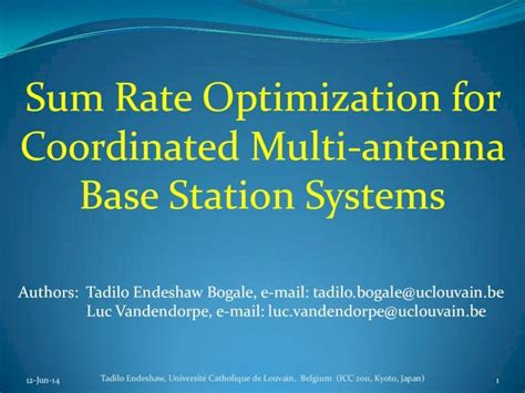 Pdf Sum Rate Optimization For Coordinated Multi Antenna Base Station