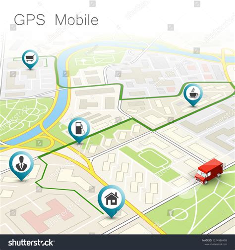 City Map Navigation Route Point Markers Stock Vector Royalty Free 1214986498 Shutterstock