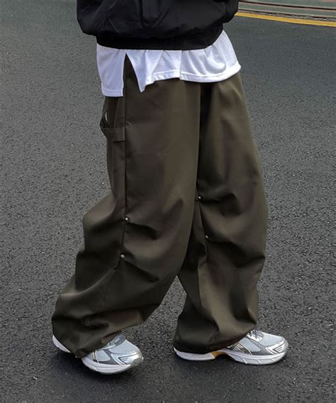 【당일출고】카펜터팬츠 테크웨어 파라슈트팬츠 고프코어바지 남녀공용 스트링 와이드팬츠 에이블리