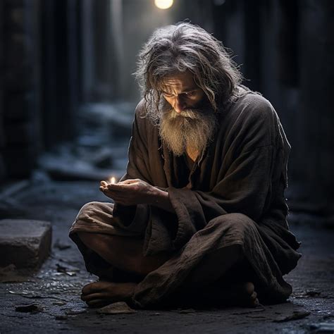 Premium Ai Image Illustration Of Beggar Begging On The Street