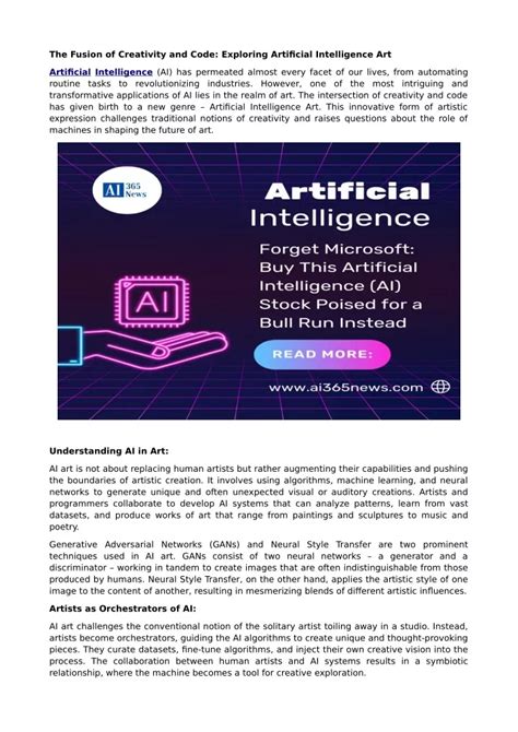 PPT The Fusion Of Creativity And Code Exploring Artificial