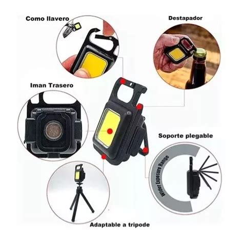 Mini Linterna Cob Led Recargable Usb Iman Llavero Guantanamo