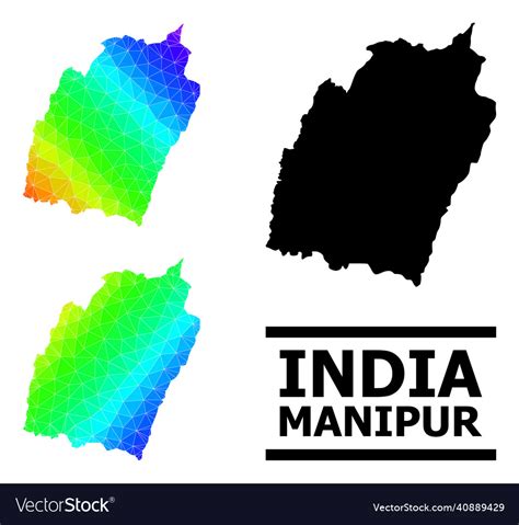 Triangle Filled Spectral Colored Map Of Manipur Vector Image
