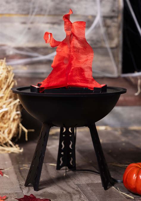 10 Inch Faux Flaming Cauldron Decoration Witch Decorations