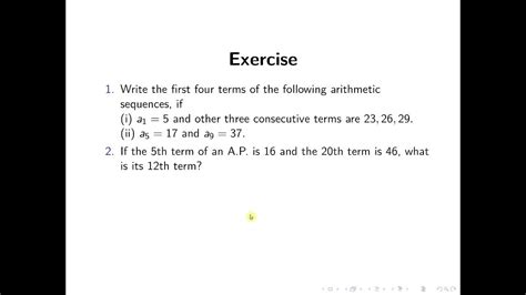 Examples Of Arithmetic Sequence Youtube
