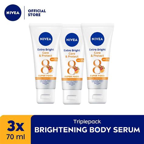 Jual NIVEA Body Serum Extra Bright Care Protect SPF15 70ml Triplepack