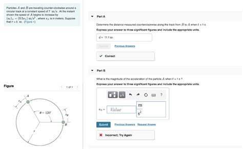 solved particles a and b are traveling counter clockwise