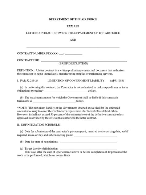 Department Of The Air Force Xxx Afb Pdf General Contractor Payments